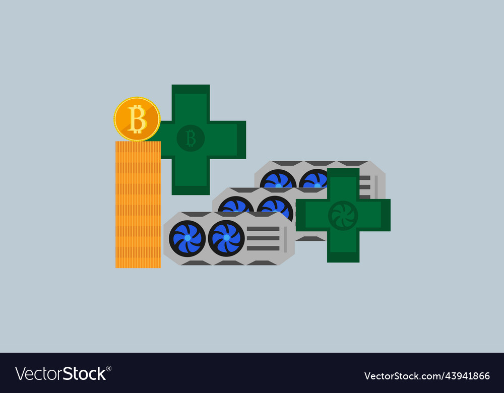 Bitcoin mining processor Royalty Free Vector Image