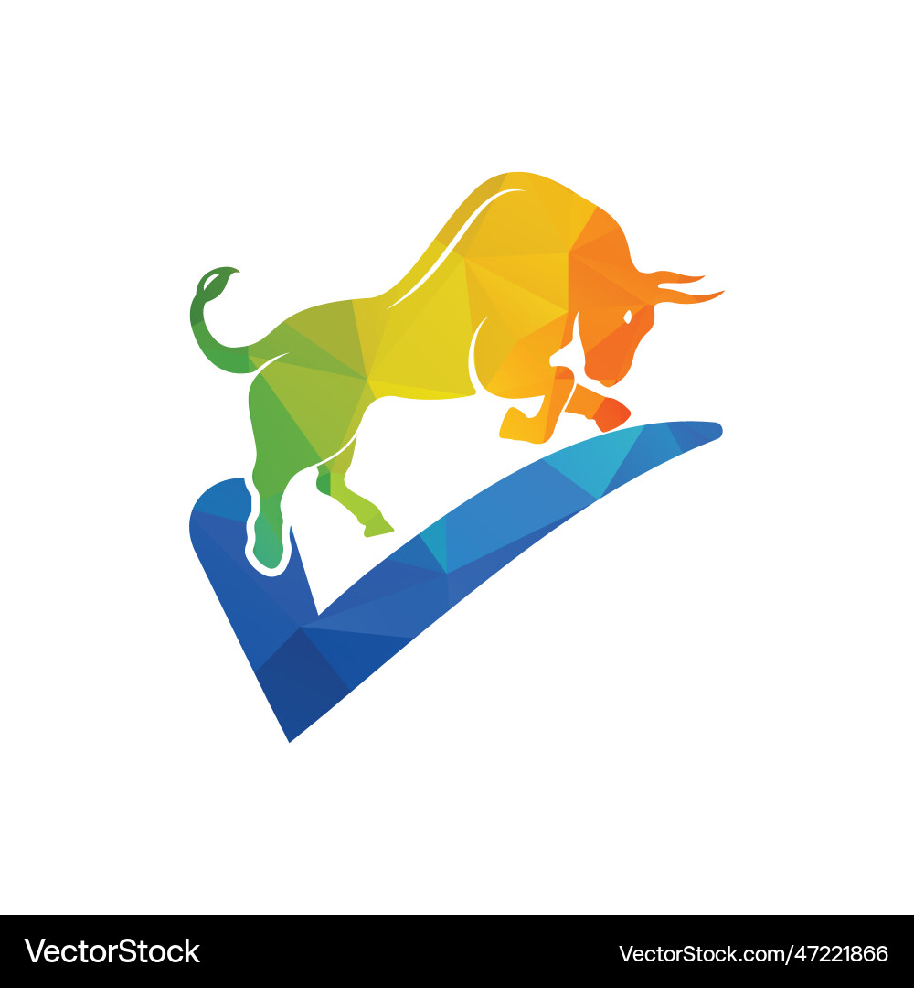Bull butting logo design Royalty Free Vector Image