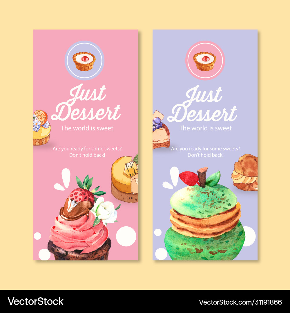Dessert flyer design with choux cream cupcake Vector Image