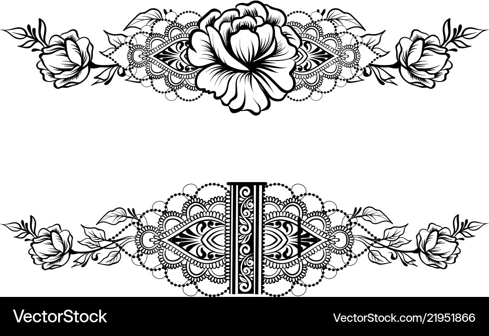 Drawing ethnic indian line art border Royalty Free Vector