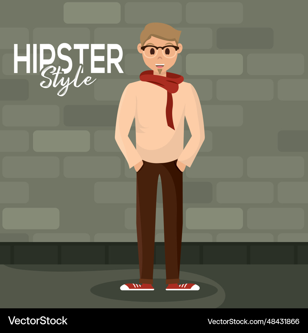 Isolated handsome male hipster character Vector Image