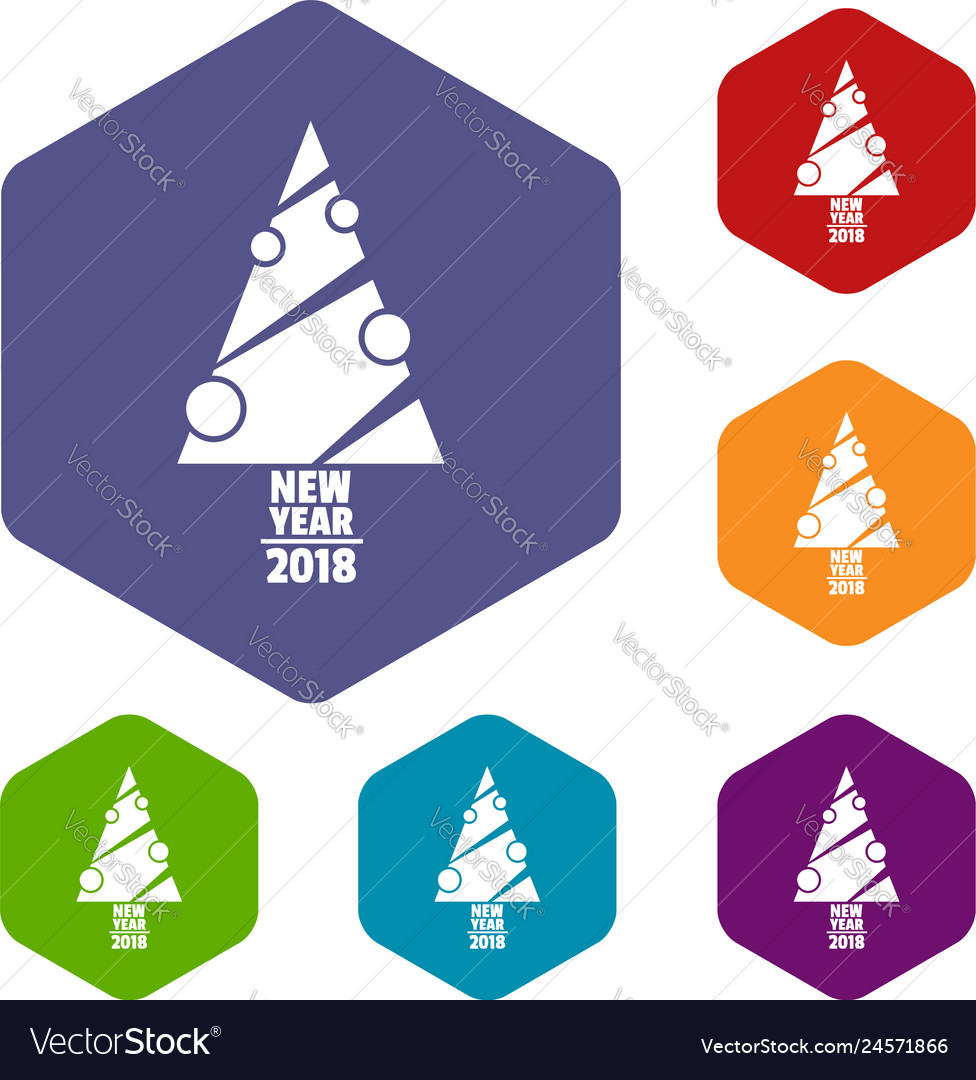 Modern christmas tree icons hexahedron Royalty Free Vector