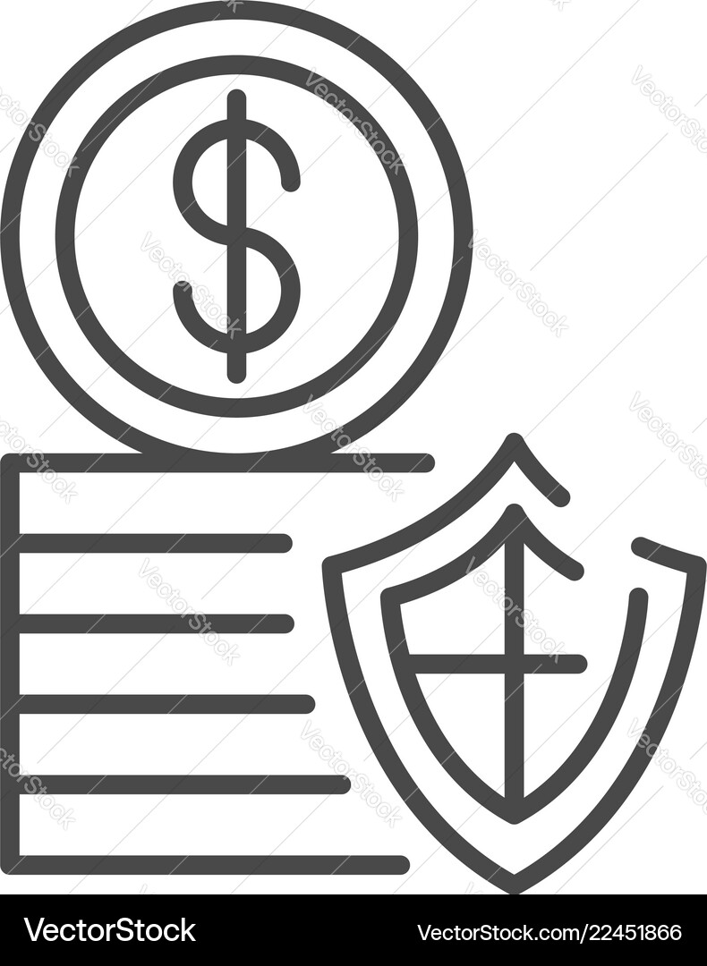 Secured money coin icon outline style Royalty Free Vector