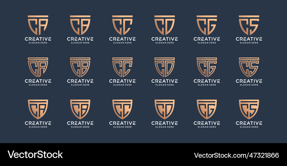 Set of monogram logo design initial letter c Vector Image