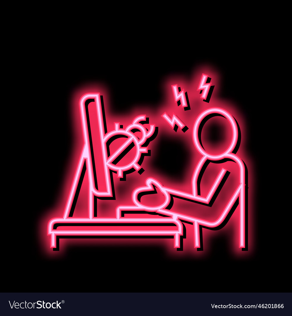 Sysadmin fixing debug neon glow icon Royalty Free Vector
