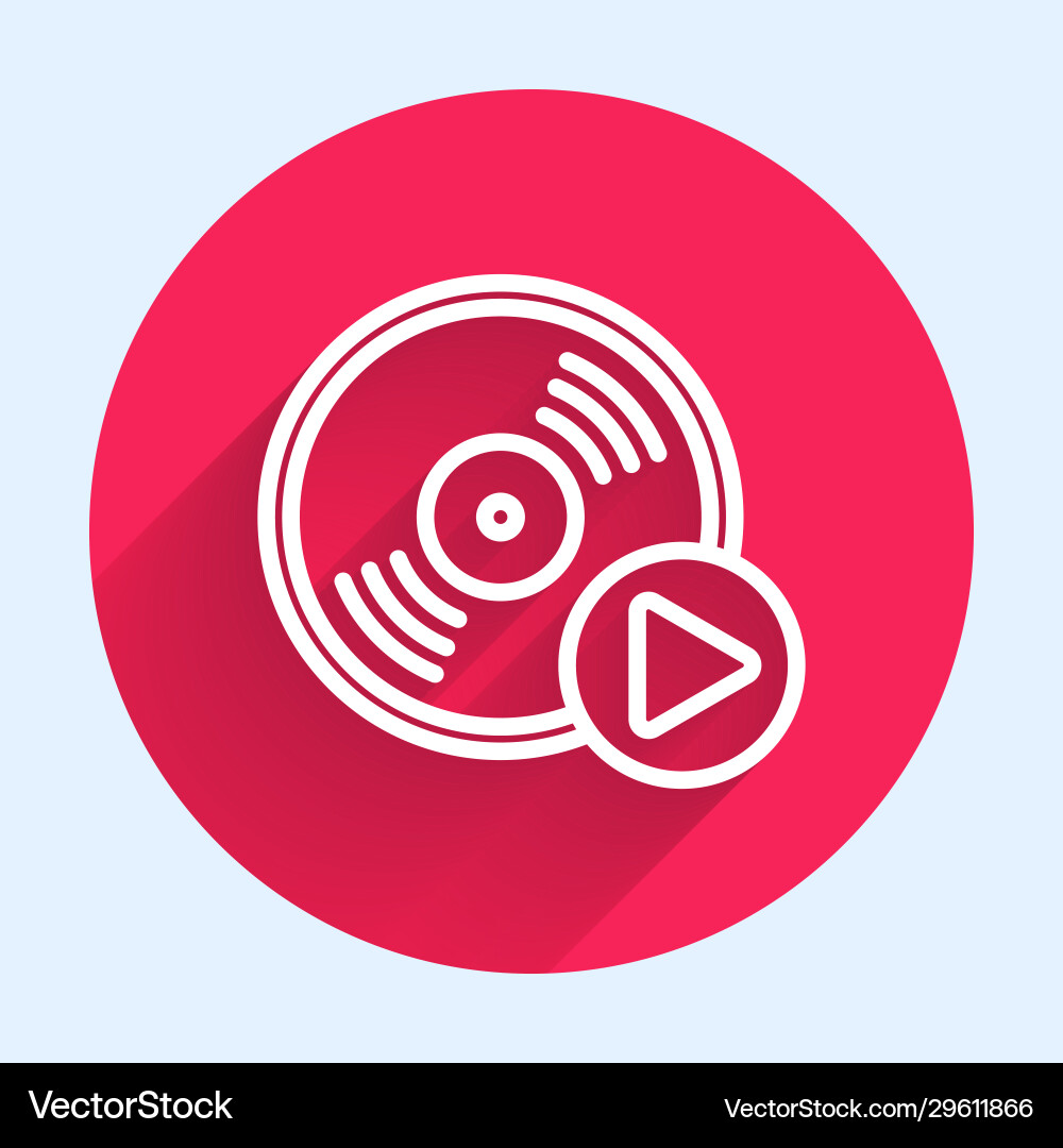White line vinyl disk icon isolated with long Vector Image