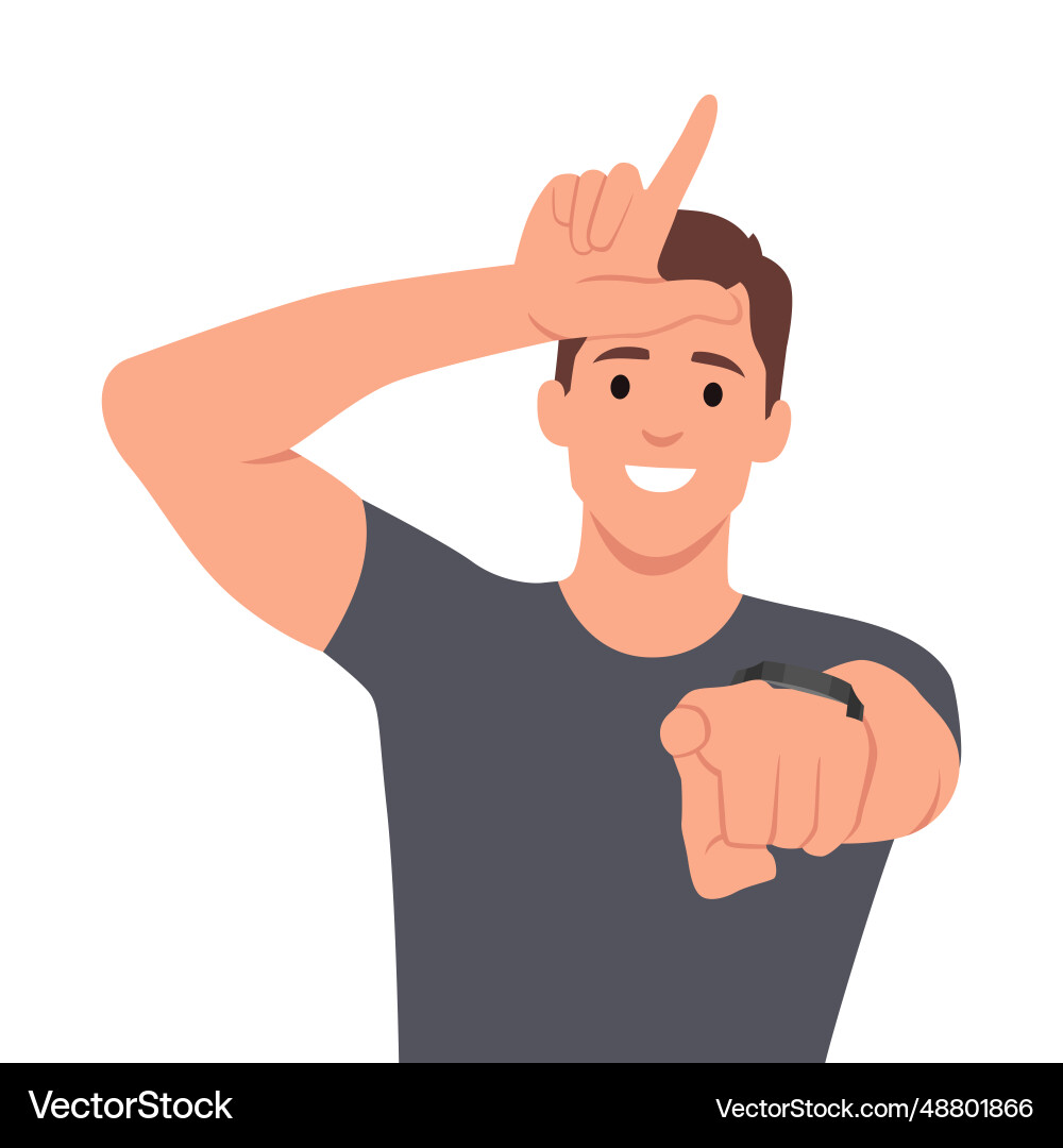 Young man proud expression pointing front Vector Image