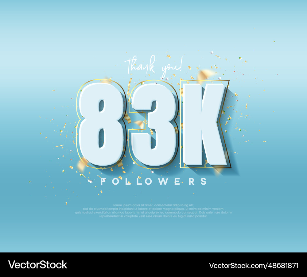 83k followers celebration with modern luxury Vector Image