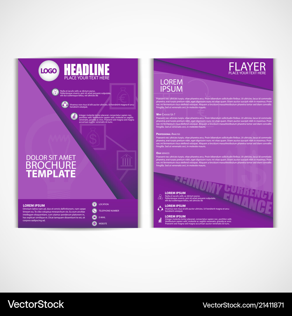 Abstract purple color flyer template size a4 Vector Image