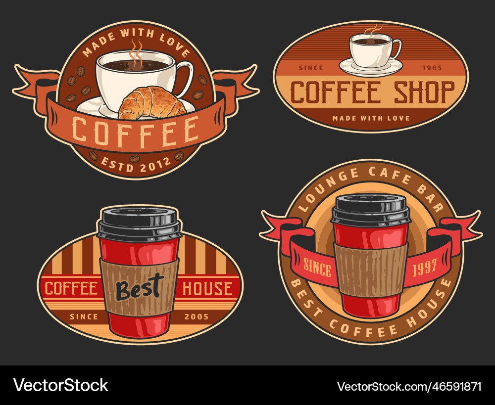 Coffee shop colorful set stickers Royalty Free Vector Image