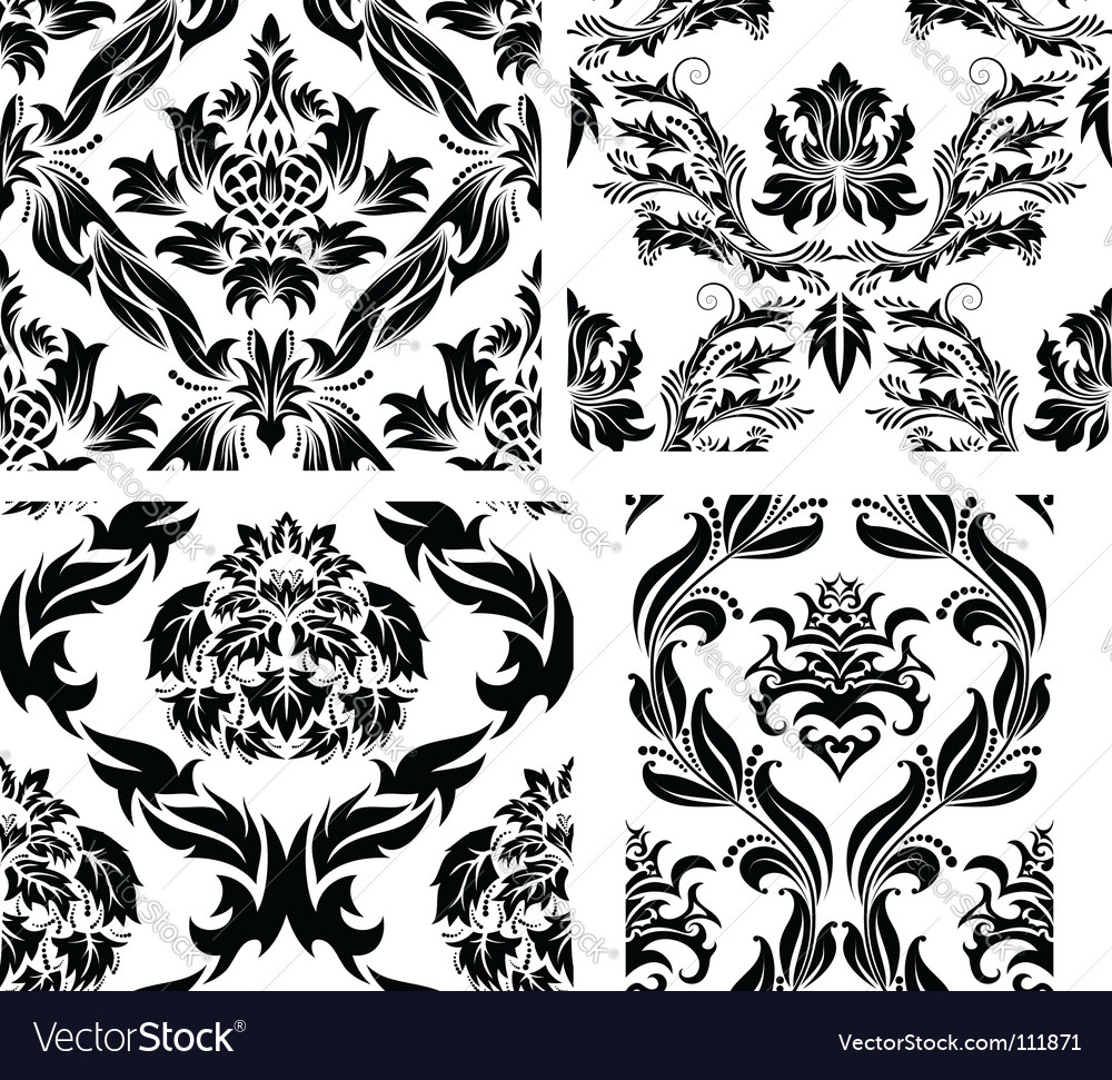 Damask patterns set Royalty Free Vector Image - VectorStock