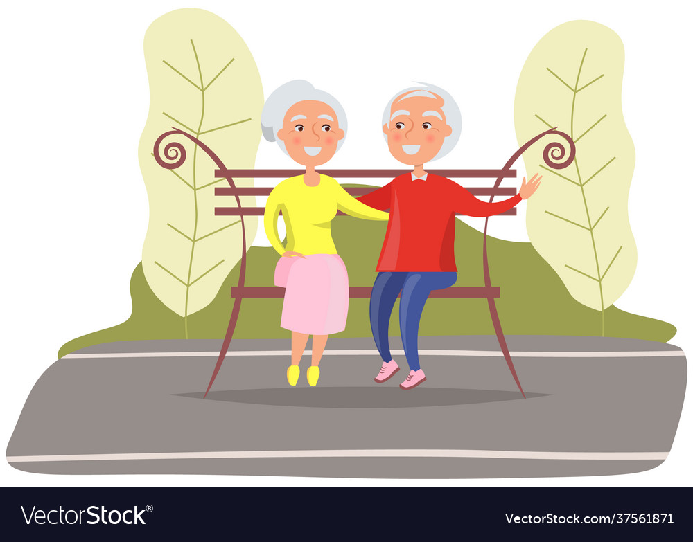 Elderly lovely couple spending time outdoors Vector Image