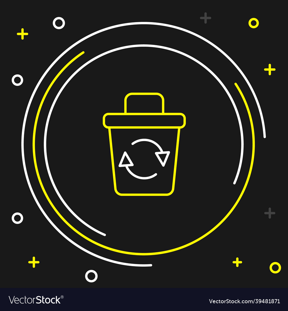 Line recycle bin with recycle symbol icon isolated