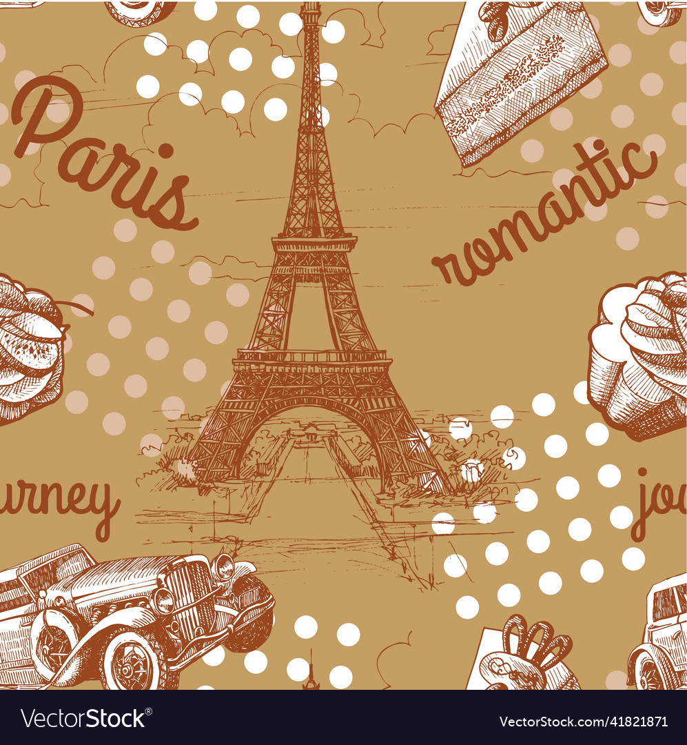 Paris seamless pattern Royalty Free Vector Image