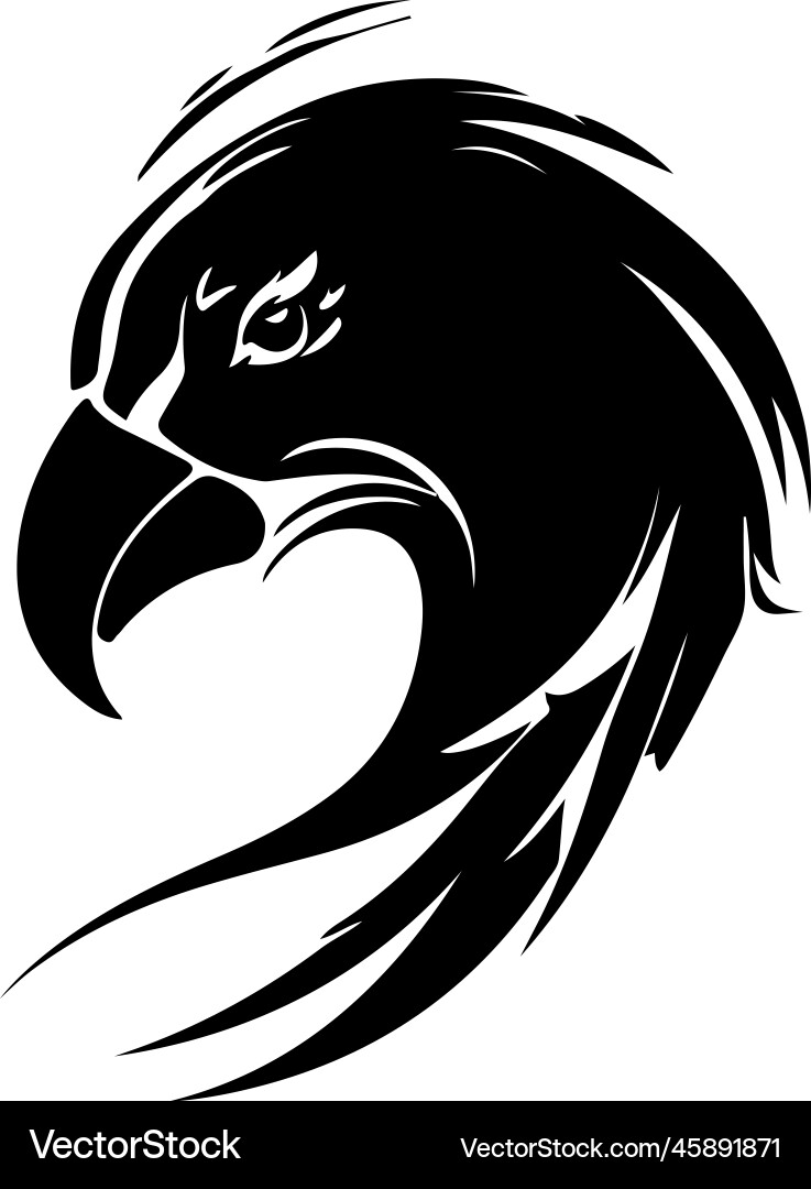 Parrot head logo with ornament line art Royalty Free Vector