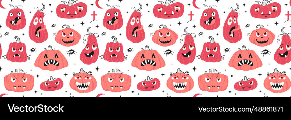 Seamless pink pumpkins for halloween pumpkin Vector Image