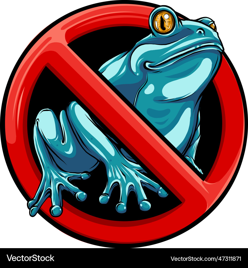 Stop frog forbidden red road sign ban toad Vector Image