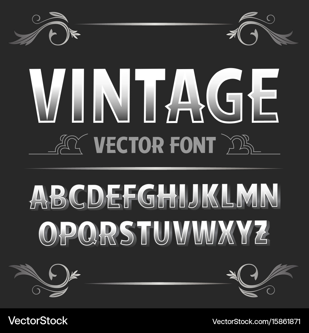 Vintage label font retro font Royalty Free Vector Image