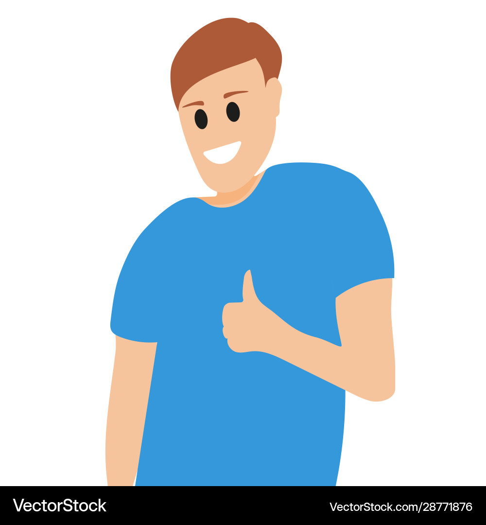 A cheerful and contented man shows like young Vector Image