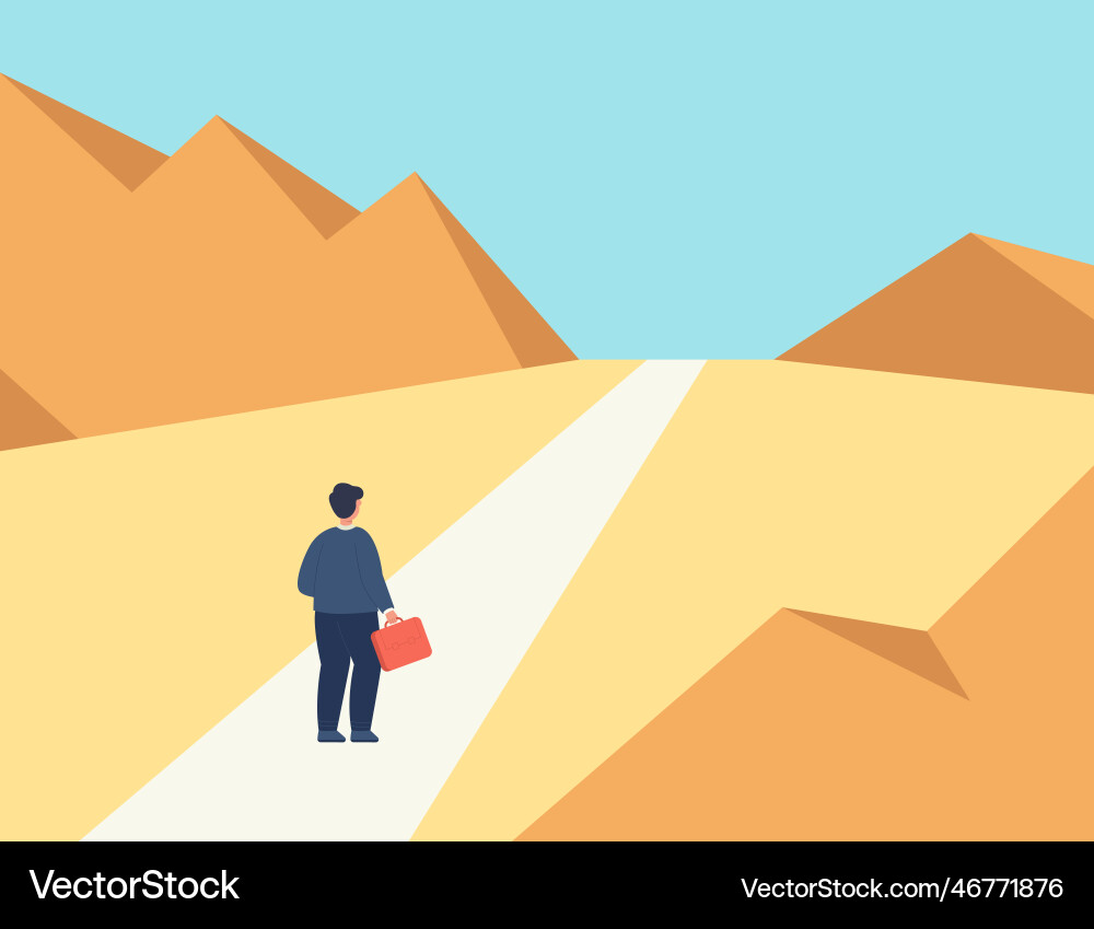 Businessman standing on long road starting Vector Image