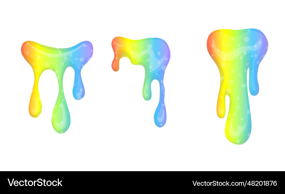 Cartoon color different rainbow slime dripping set