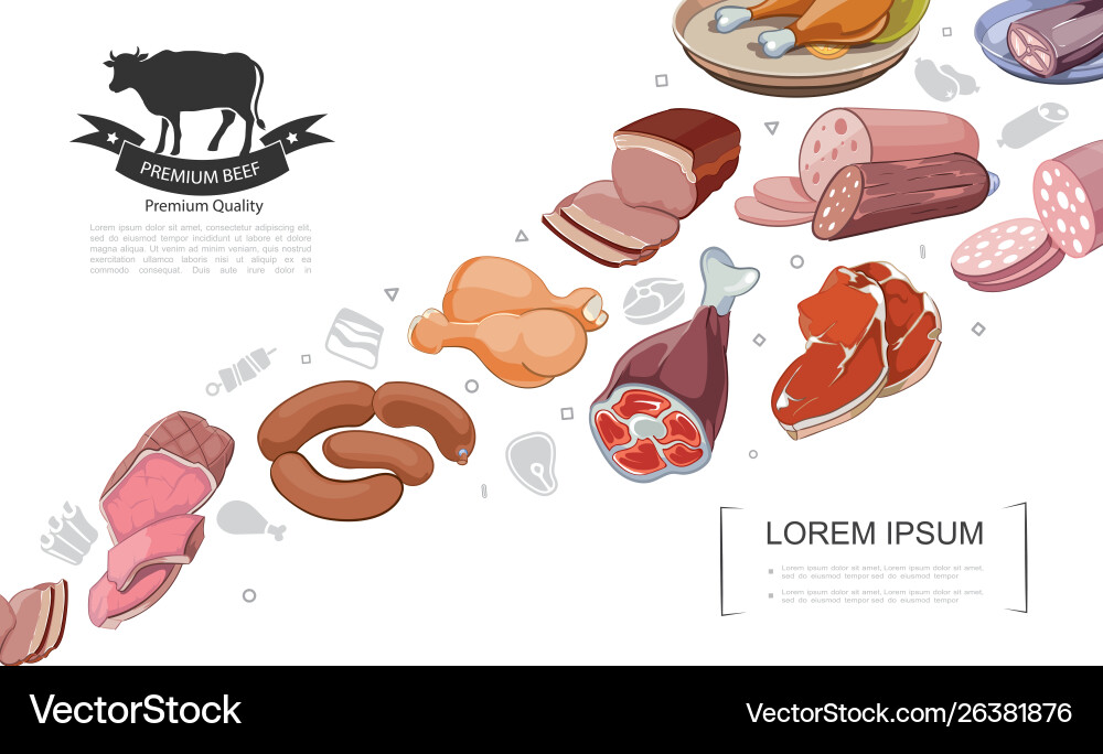 Cartoon meat food concept Royalty Free Vector Image
