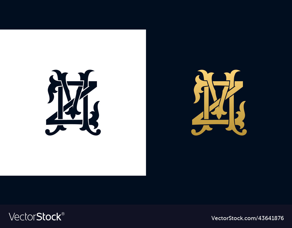 Decorative vintage initial letters zm monogram Vector Image Decorative vintage initial letters zm monogram Vector Image