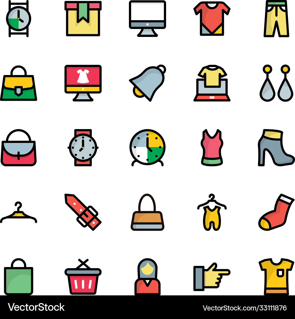 Fashion flat colored icons Royalty Free Vector Image