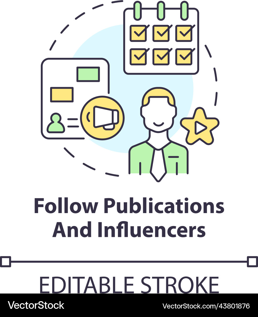 Follow publications and influencers concept icon Vector Image
