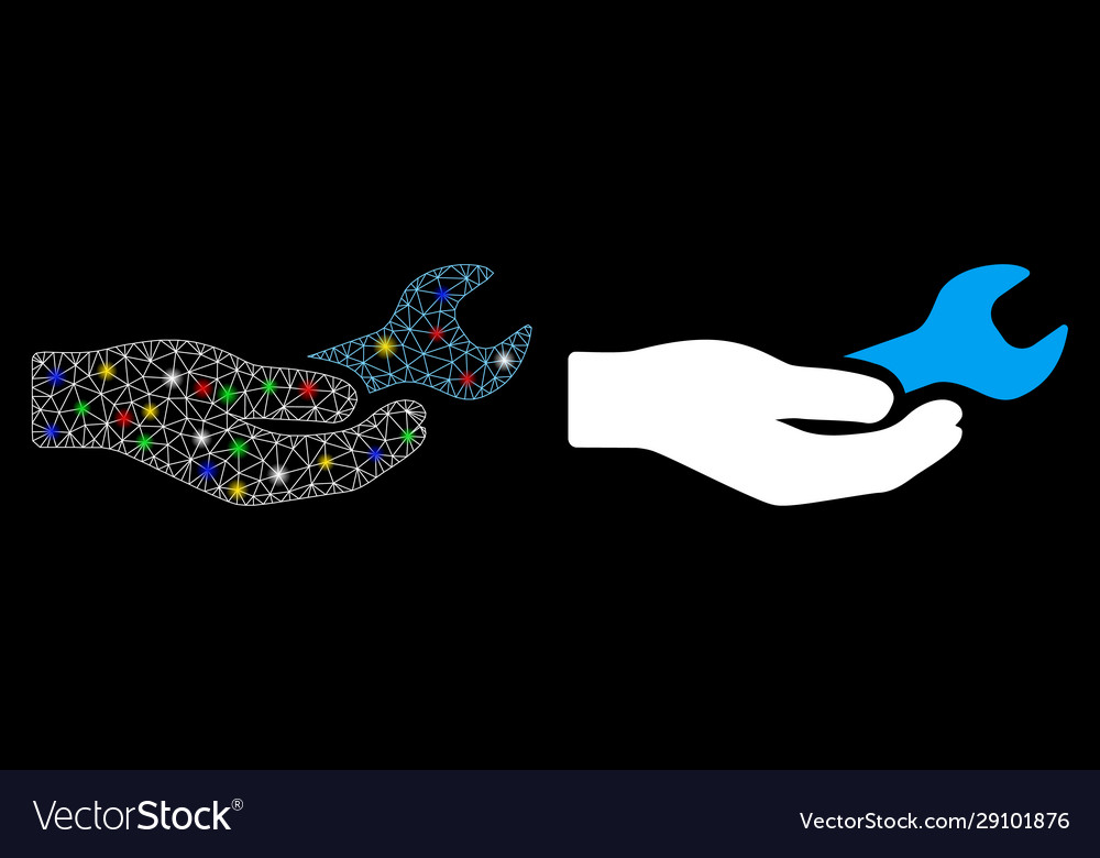 Glowing mesh network repair service icon Vector Image Glowing mesh network repair service icon Vector Image