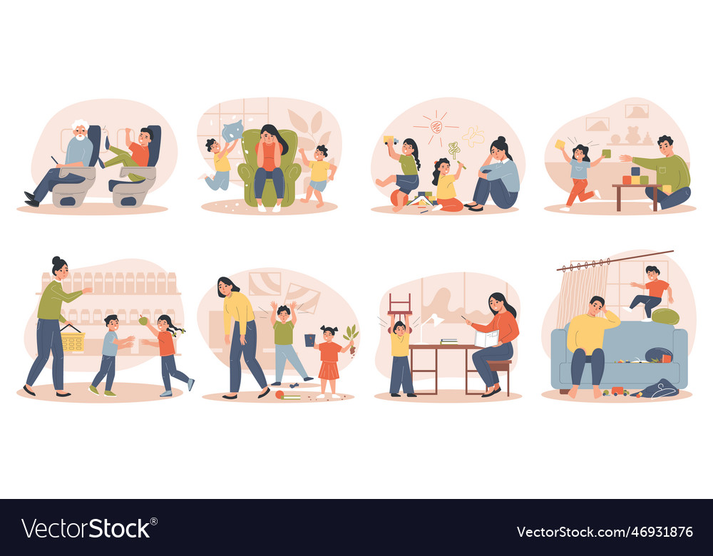 Hyperactive child set Royalty Free Vector Image
