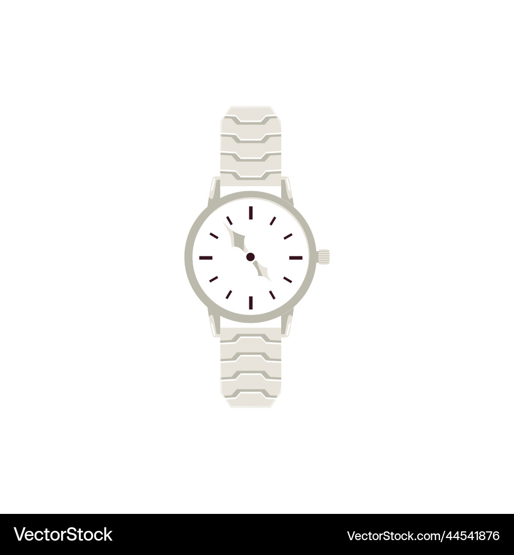Metal mechanical wrist watch flat Royalty Free Vector Image