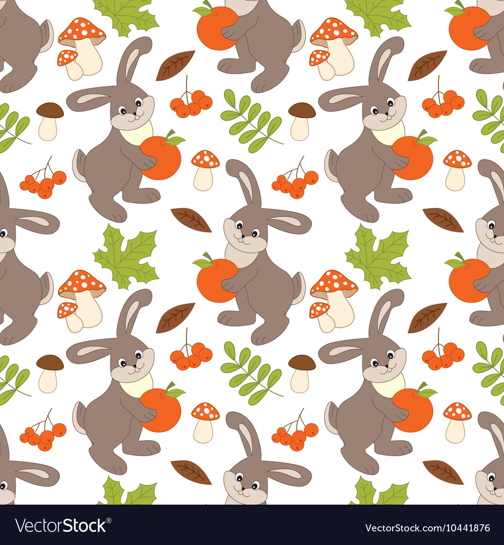 Rabbit seamless pattern Royalty Free Vector Image