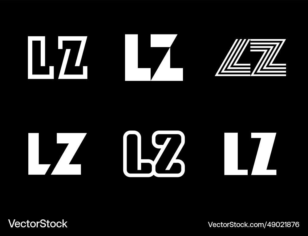 Set of letter lz logos Royalty Free Vector Image