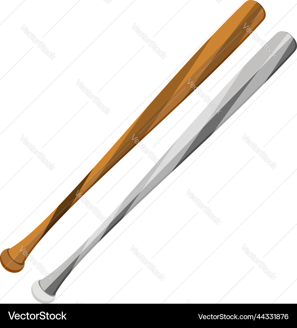 Silver and wooden bat on a white background Vector Image
