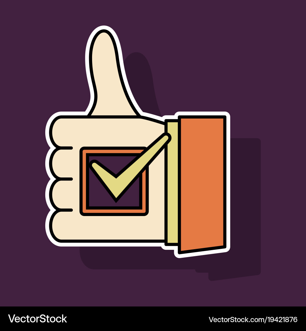 Sticker thumbs up like social network facebook Vector Image