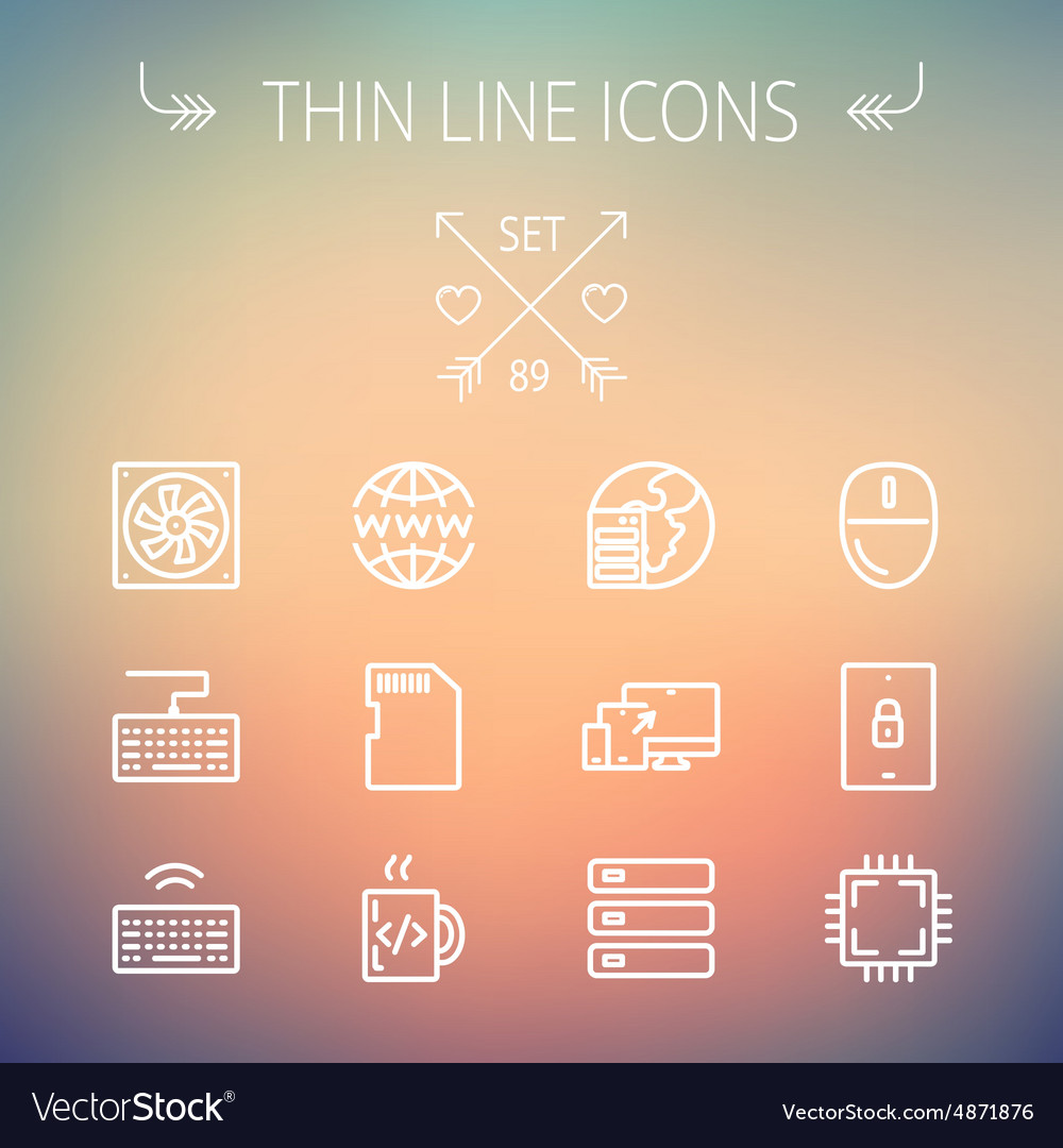Technology thin line icon set Royalty Free Vector Image