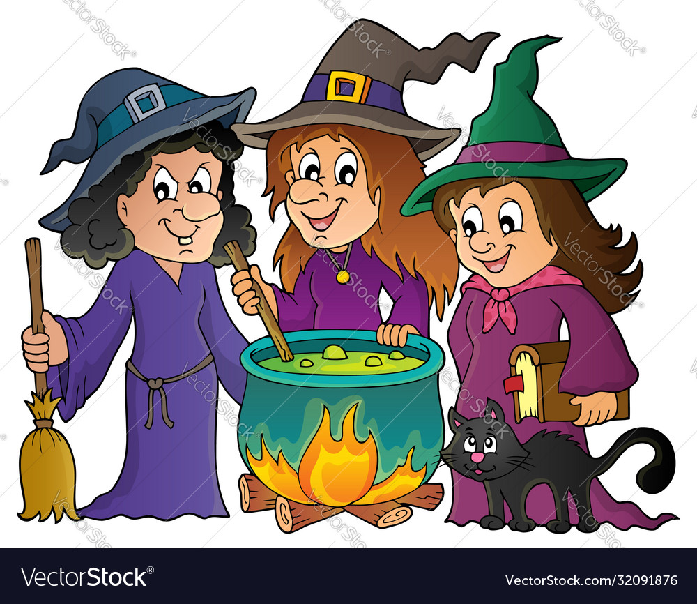 Three witches theme image 1 Royalty Free Vector Image