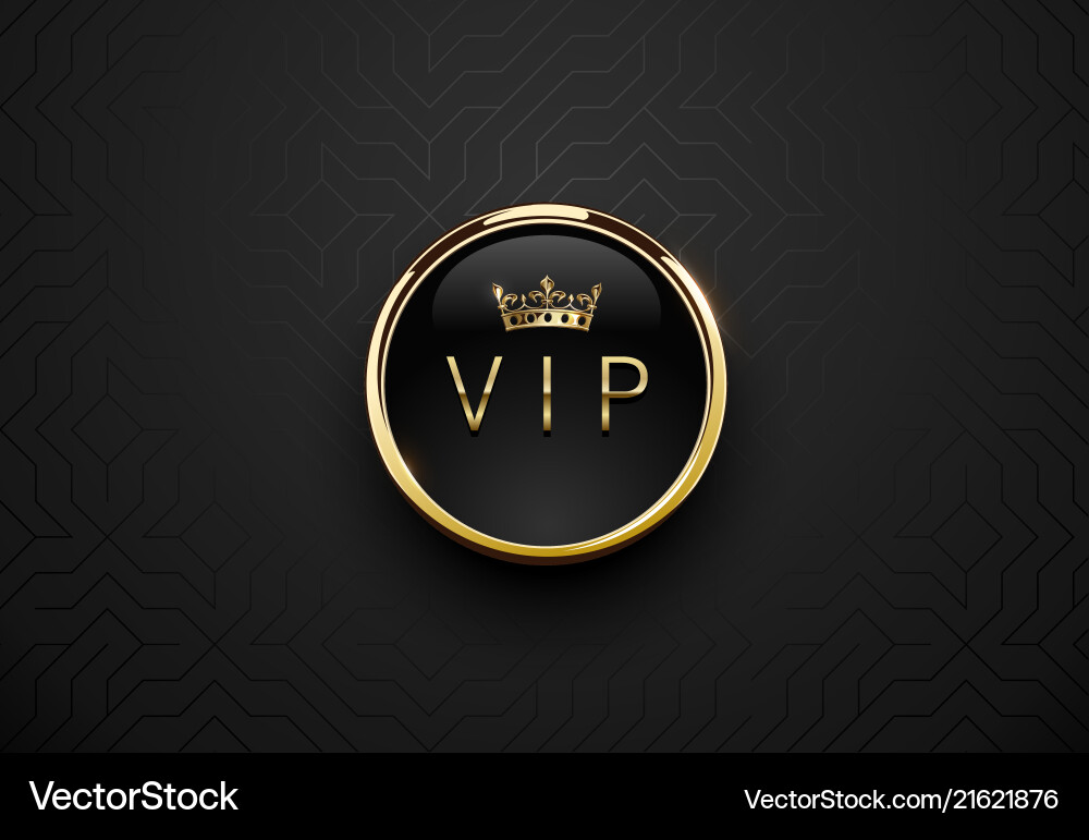 Vip black label with round golden ring frame and Vector Image