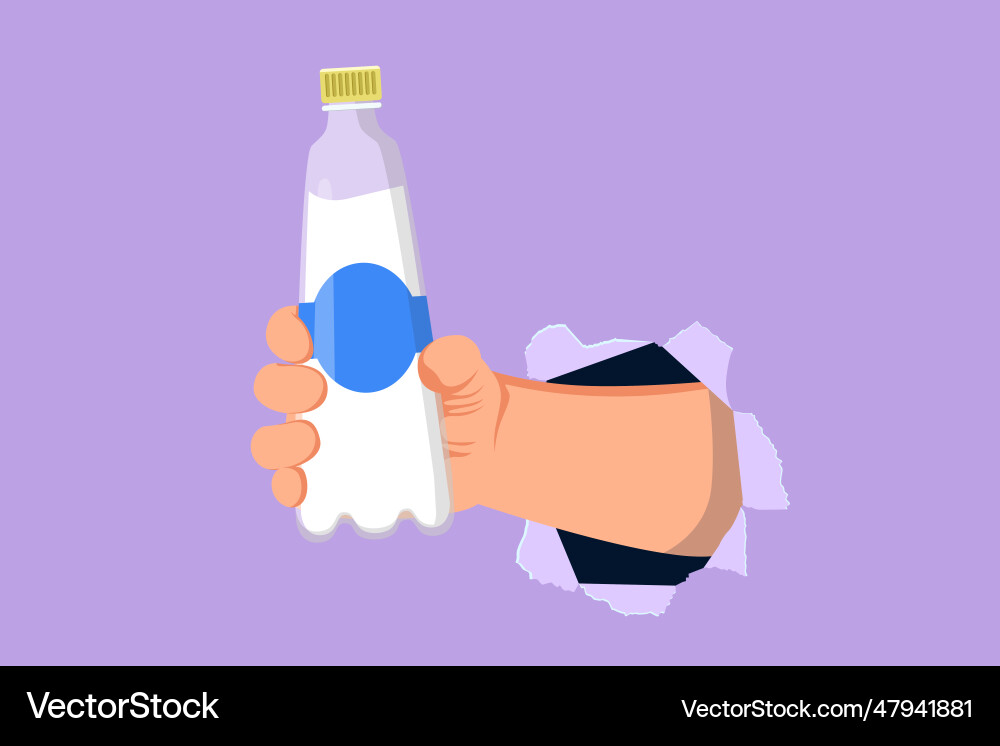 Character flat drawing of hand holding plastic Vector Image