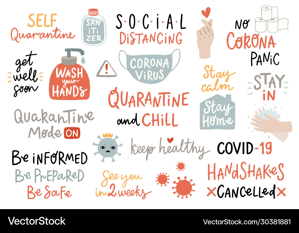 Coronavirus covid-19 letterings and other elements