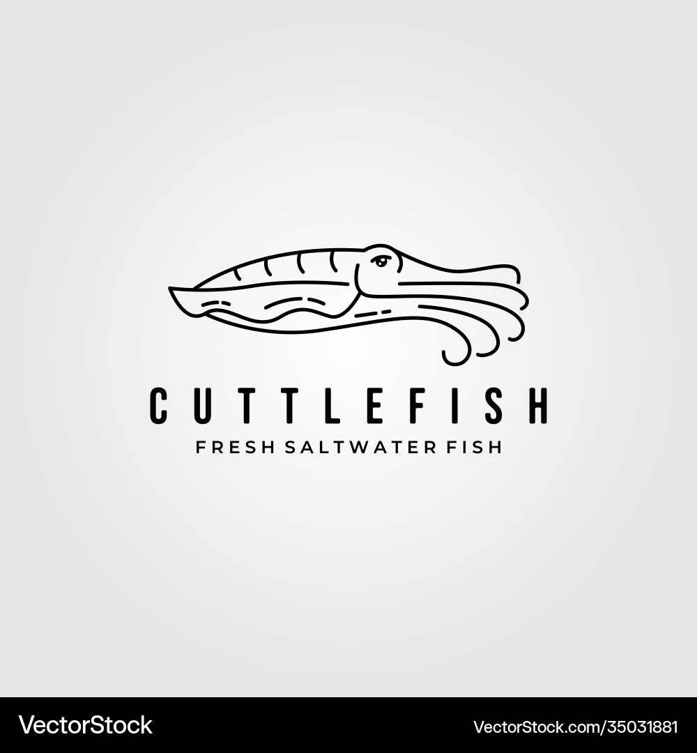 Cuttlefish line art logo minimalist design Vector Image