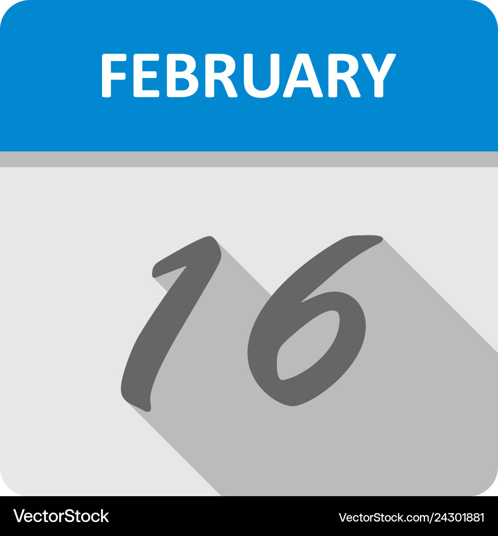 February 16th date on a single day calendar Vector Image