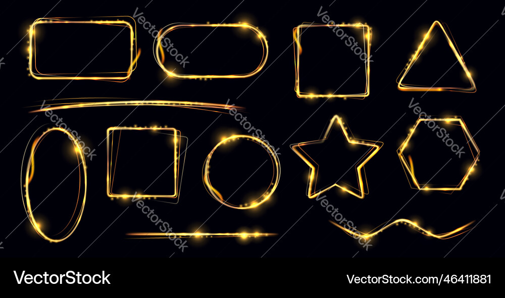 Golden sparkle shapes magic glitter glow Vector Image