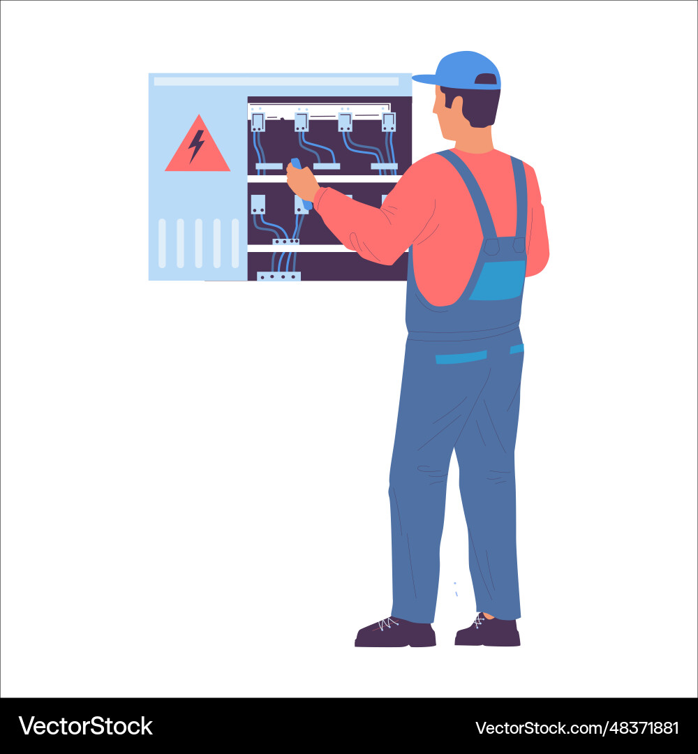 Home repair cartoon service worker making Vector Image