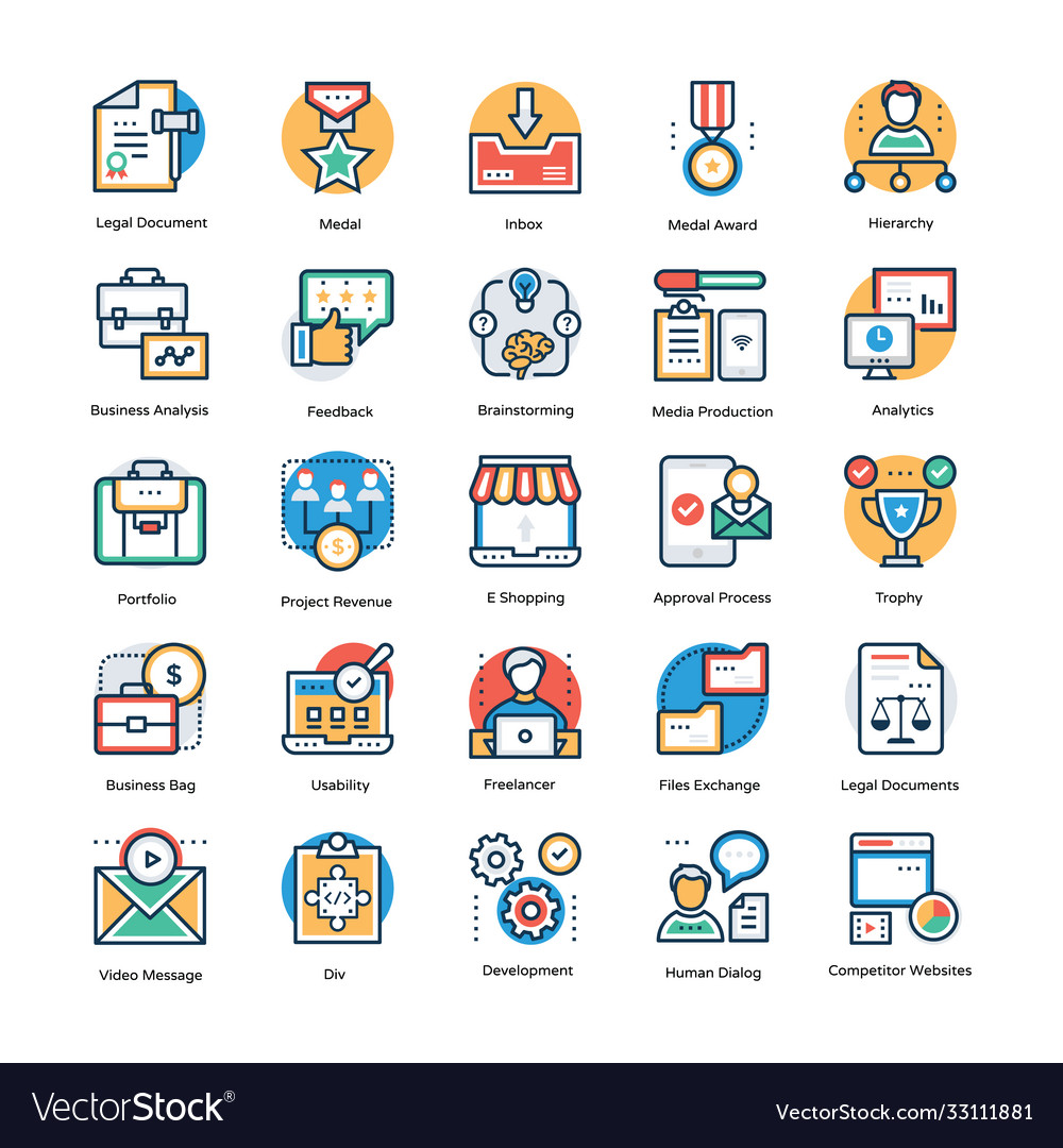Icons collection project management in flat Vector Image