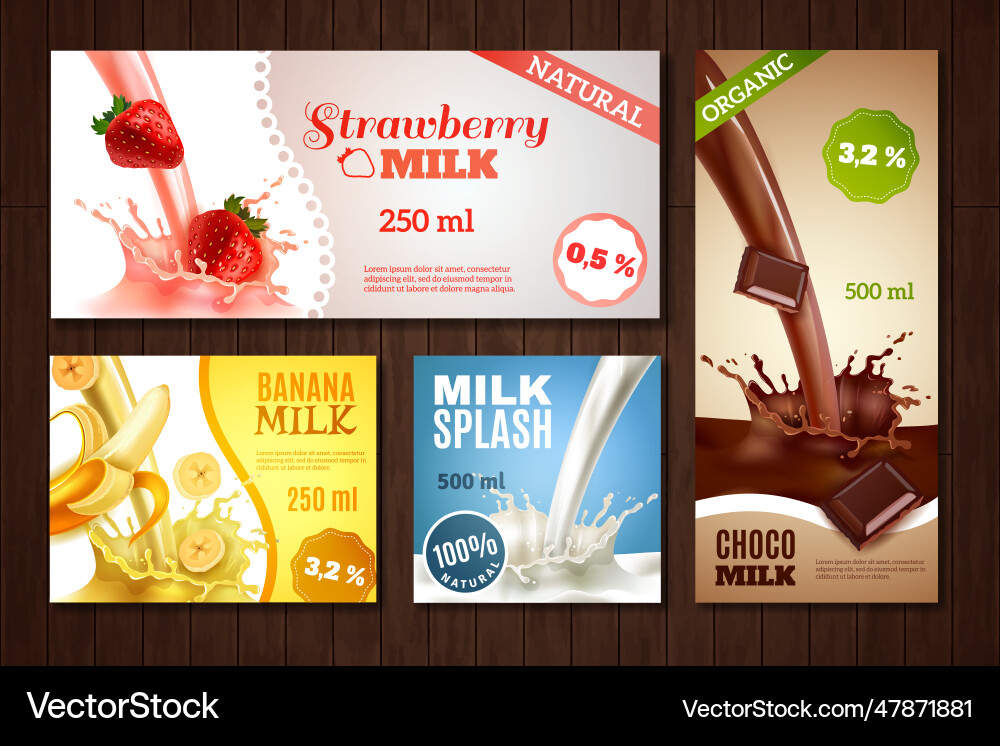 Milk banners set milk banners set Royalty Free Vector Image
