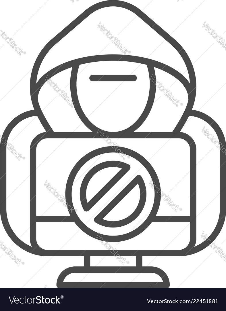 No Hacker Activity Icon Outline Style Royalty Free Vector