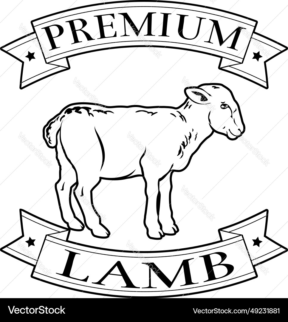 Premium lamb food label Royalty Free Vector Image