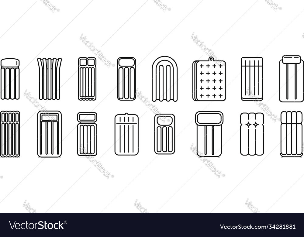 Relax inflatable mattress icons set outline style Vector Image Relax inflatable mattress icons set outline style Vector Image